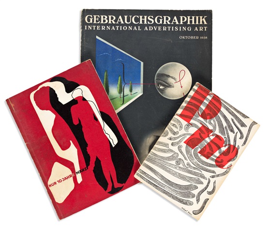 BAYER DESIGNS. Group of 7 books and catalogues. 1930s. by Herbert Bayer ...
